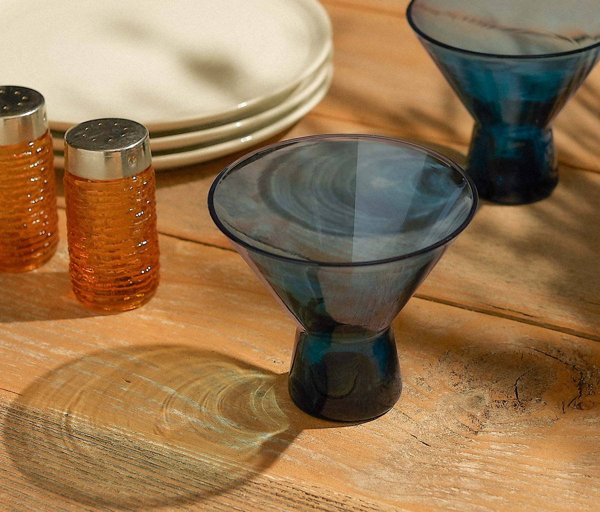 Acopa Blue Color Martini Stemless Glass