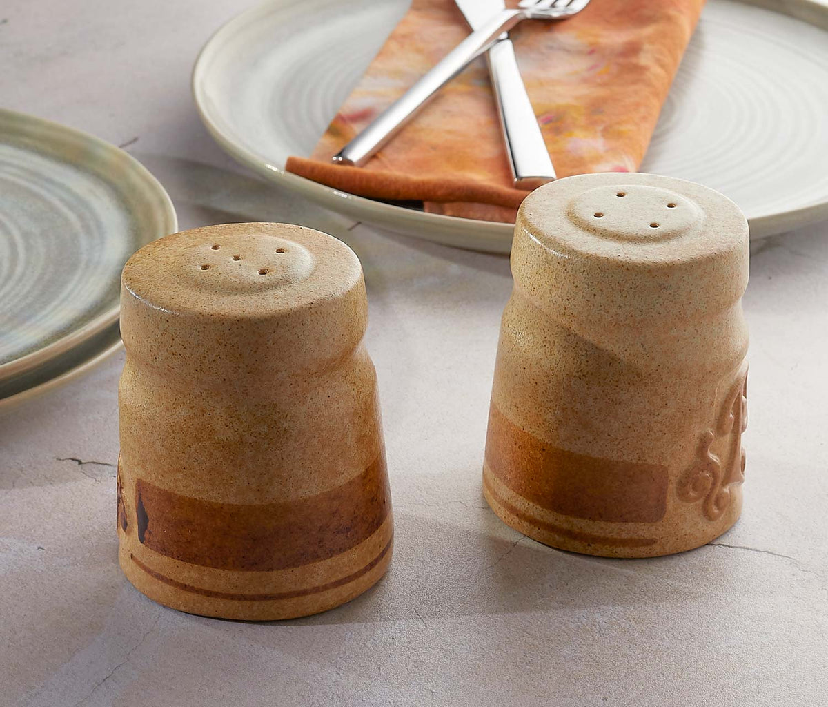Pottery Craft Sandstone Salt & Pepper Shaker Set