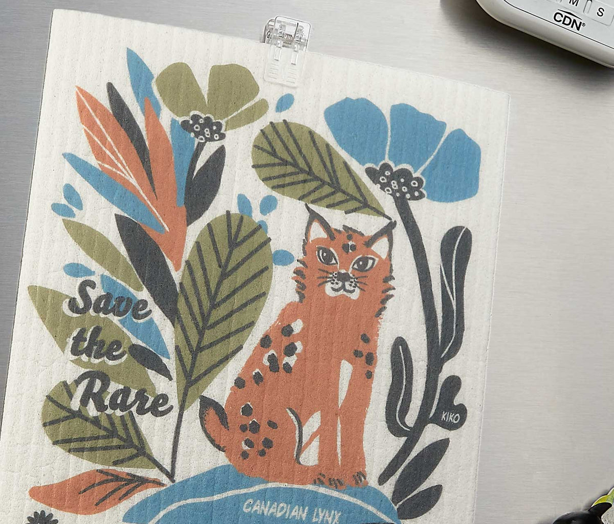 Illustrated Tiger Lynx Swedish Sponge Dishcloth Donation cause - Lollygag