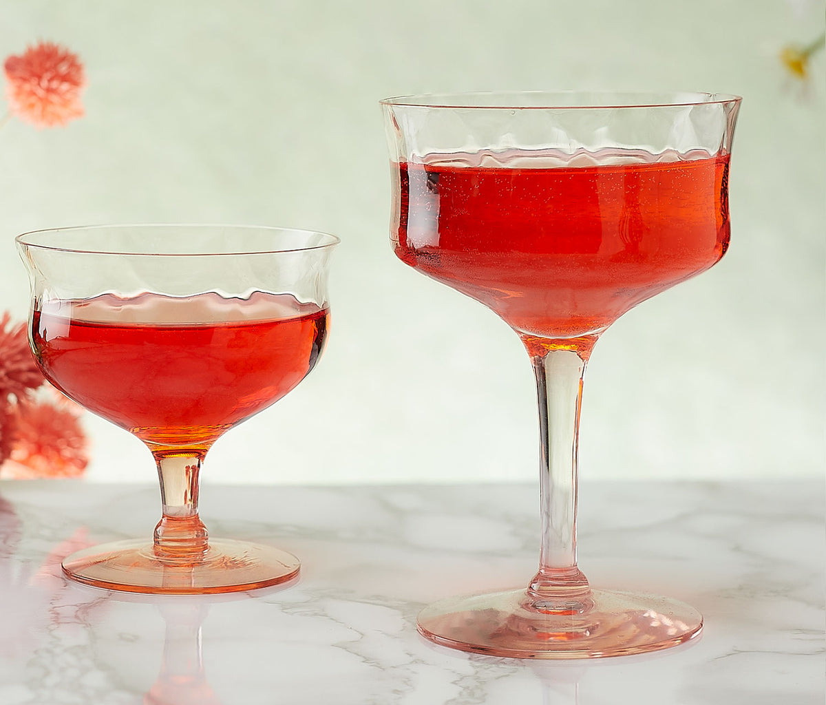 Vintage Rose Pink Tall & Low Glassware Vintage Set - Lollygag
