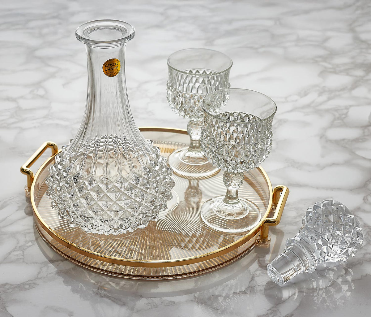 Rebel Rebel Vintage Studded Carafe and Wine Glass Bar Set | Lollygag.co