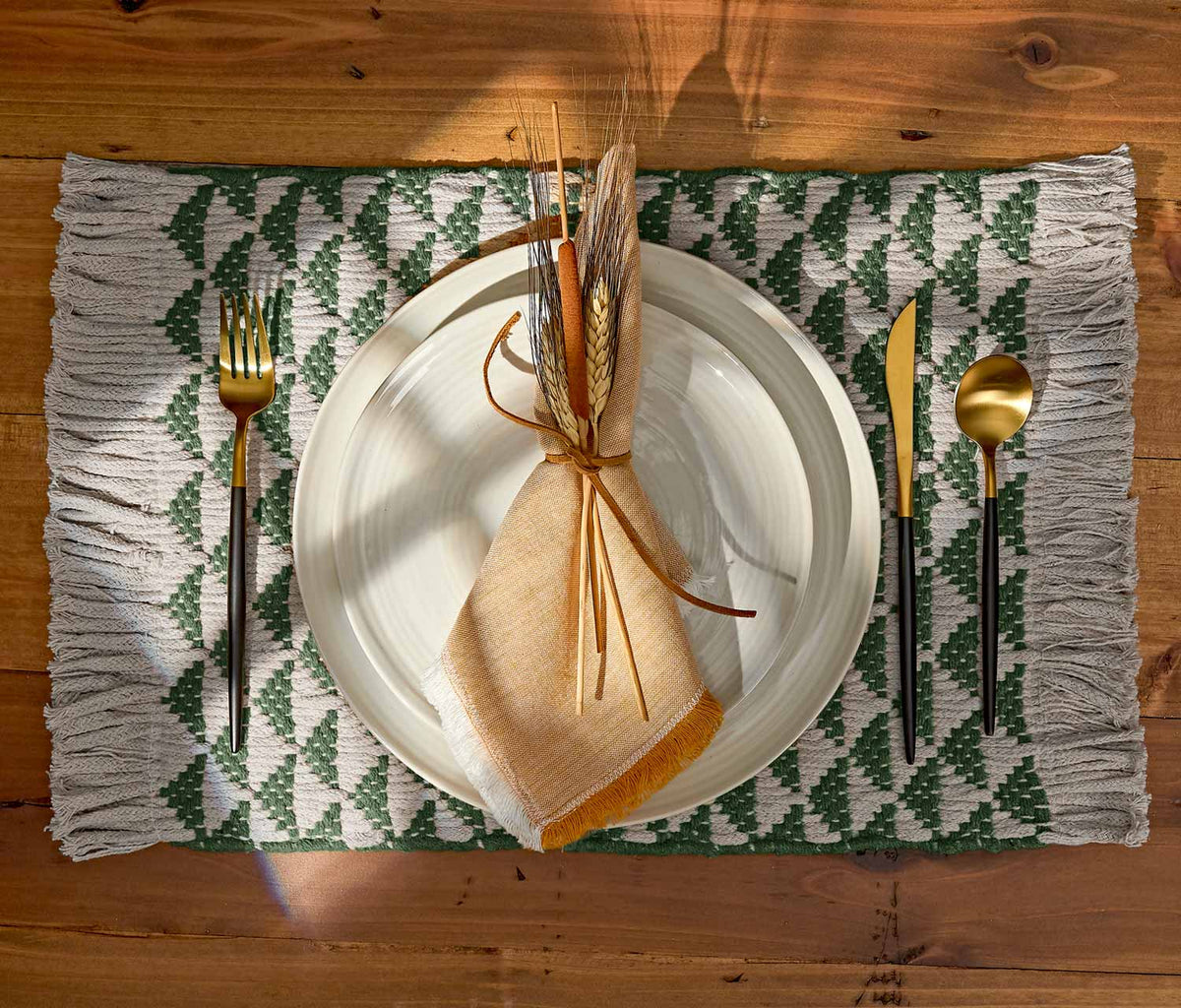 Jade Everett Geo Fringe Woven Placemat Set - lollygag