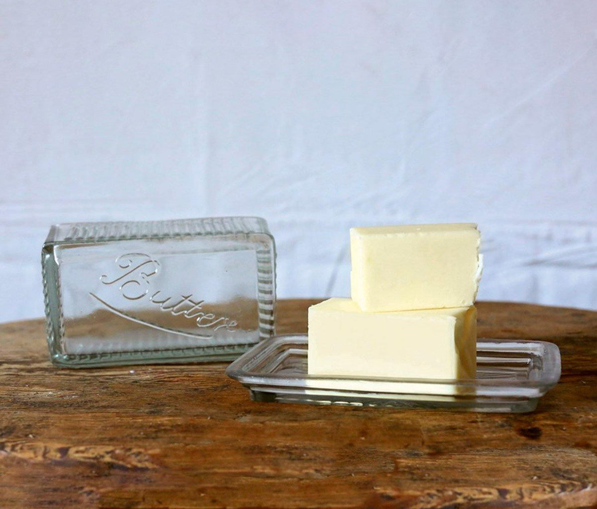 Colette Vintage Style Pressed Glass Butter Dish | Lollygag.co