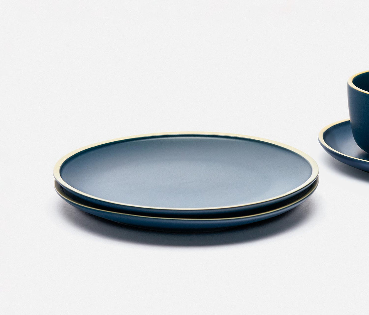 Matte Navy Blue Stoneware Dinner Plates, Salad plates and Bowls Set