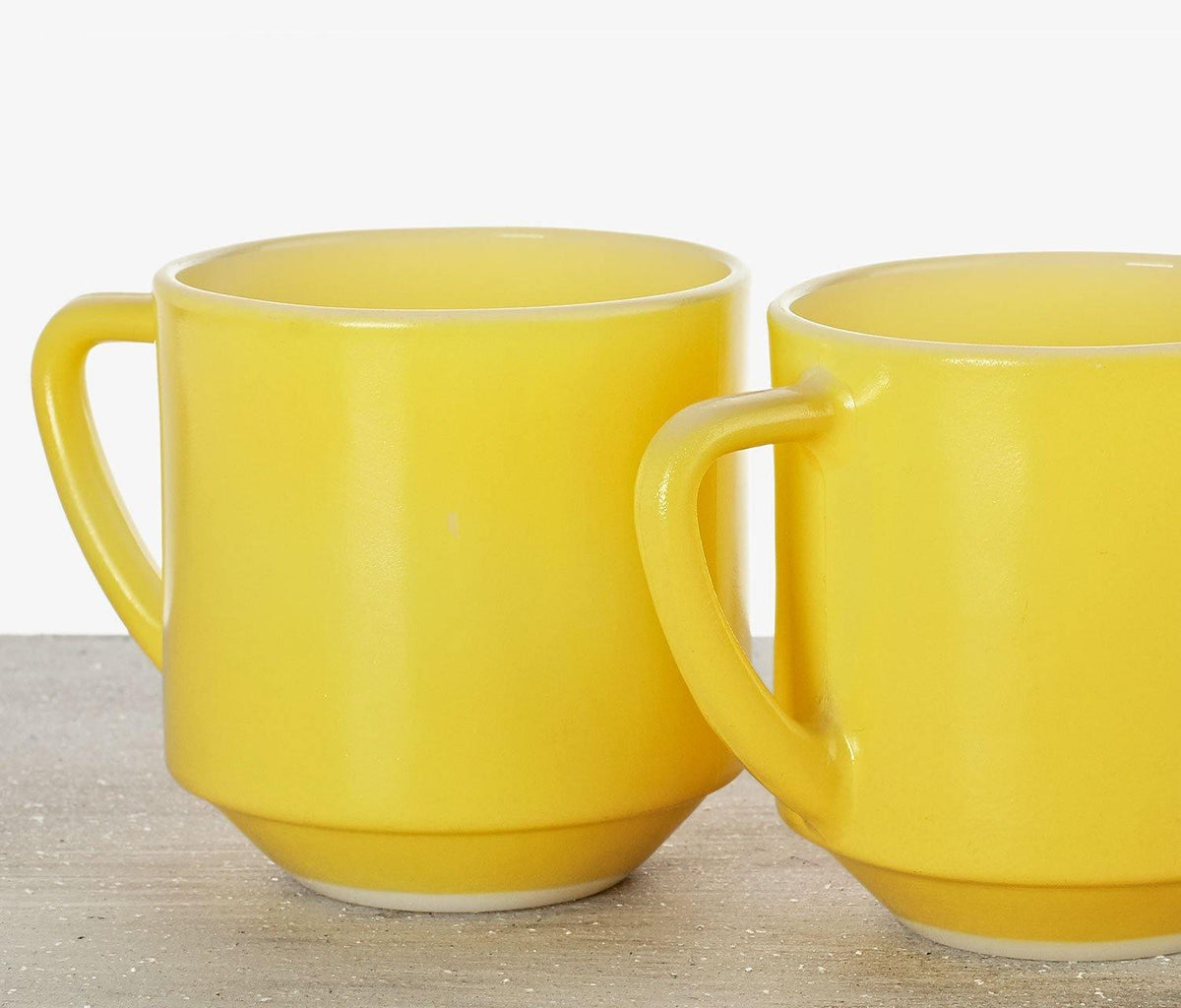 Vintage Federal Glass Yellow Coffee Mugs Set - lollygag